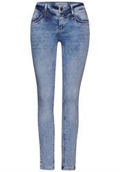 Street One Damen Jeans Slim Fit Jeans light blue random wash bequem ...